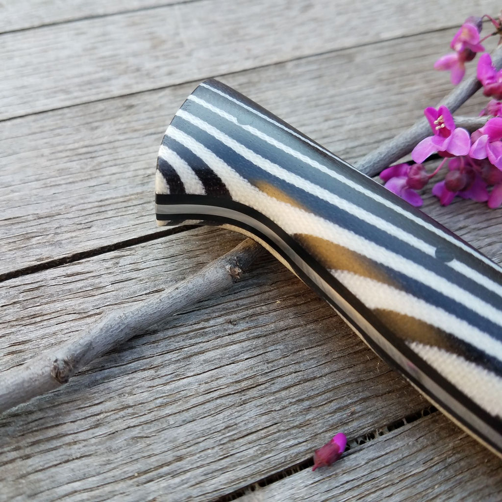 NORA #1457 - 7 Inch Line Slayer - Black & White Striped Micarta – Nora ...