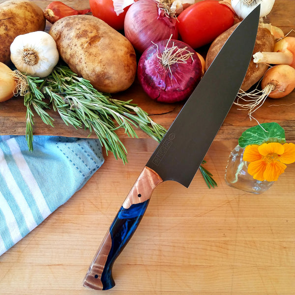 NORA #1356 - 8.5' CPM-M4 Chef - Royal Blue Shokwood – Nora Knives