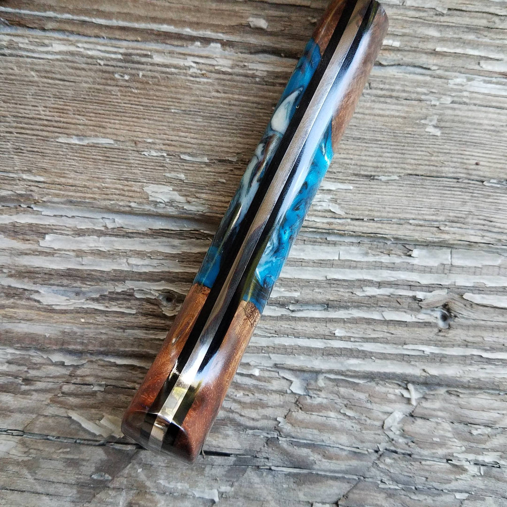 NORA #1514 - 7.5" Chef - 01 Carbon Steel - LASER - Witte Teal Shokwood ...